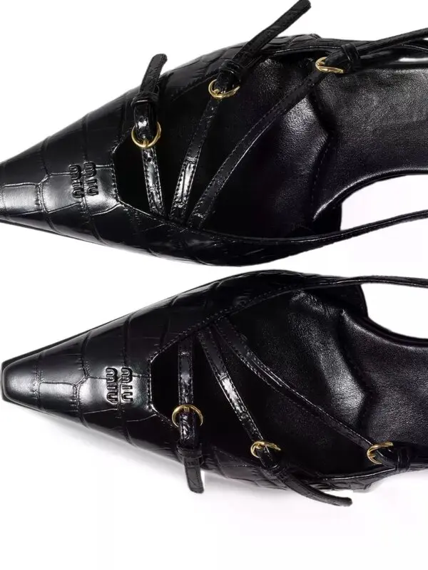 Miu Miu Crocodile Embossed Calfskin Slingback Pumps