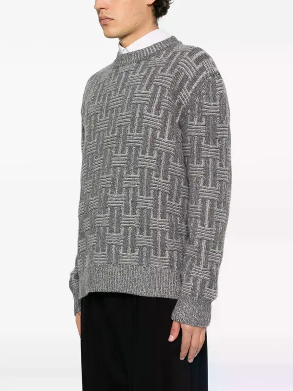 DRUMOHR Basket-weave Crew-neck Sweater - Grey