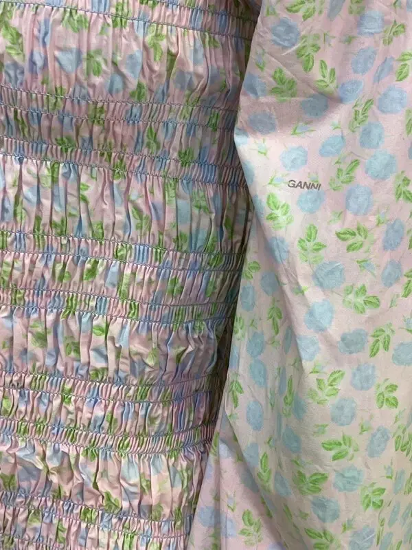 GANNI Floral-print Smocked Dress