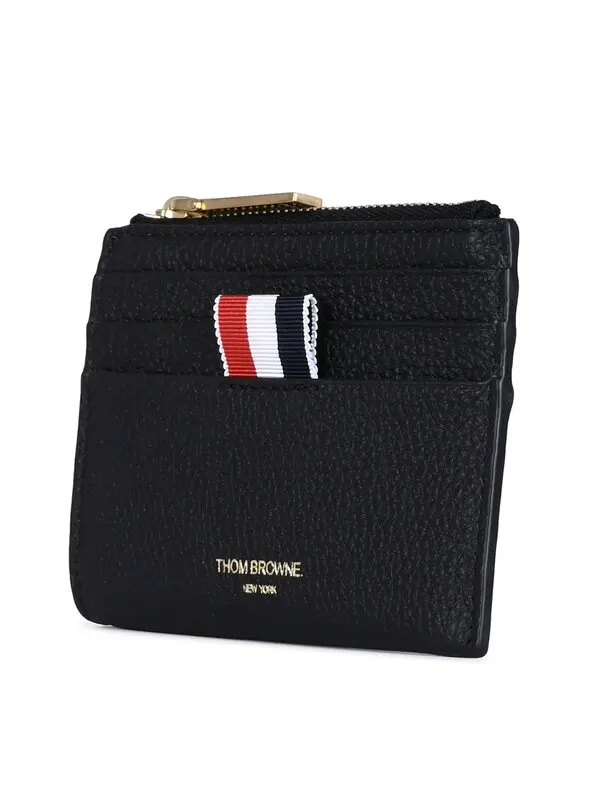 Thom Browne Zip Top Card Holder In Soft Pebble Grain Leather