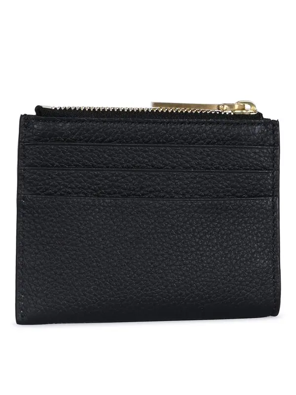 Thom Browne Zip Top Card Holder In Soft Pebble Grain Leather