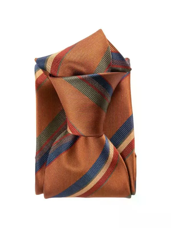 ELIZABETTA Battisti Striped Silk Tie - Orange