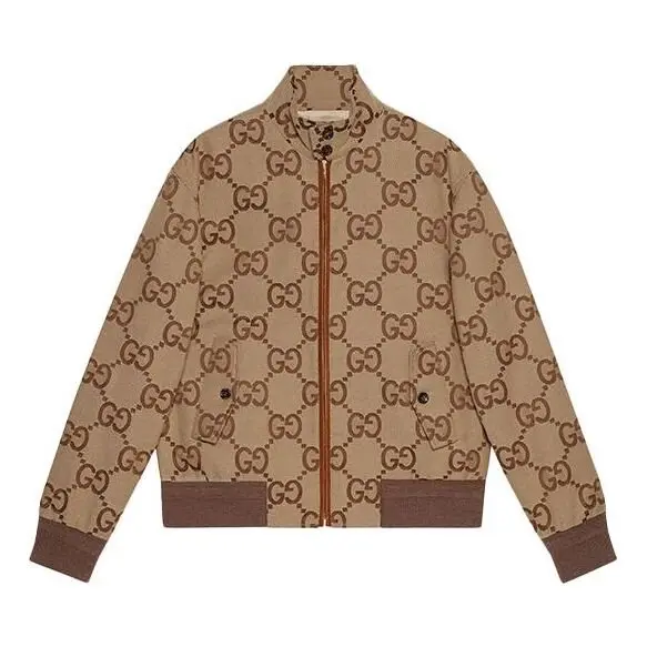 Gucci Jumbo Gg Canvas Jacket 'beige Ebony