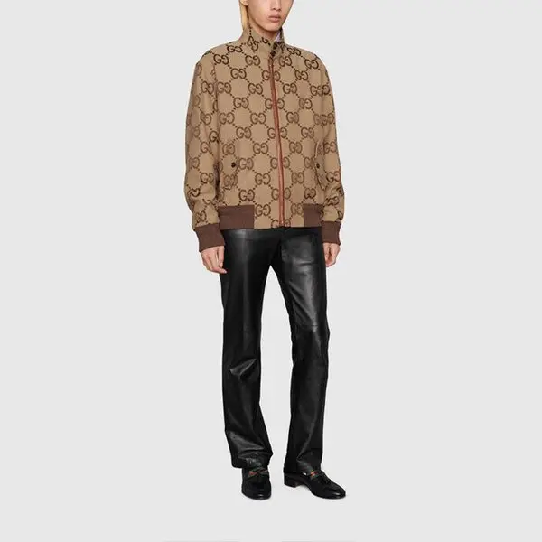 Gucci Jumbo Gg Canvas Jacket 'beige Ebony