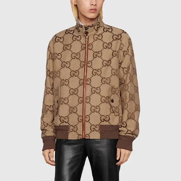 Gucci Jumbo Gg Canvas Jacket 'beige Ebony