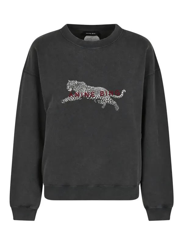 ANINE BING Spencer Sweatshirt Leopard Washed