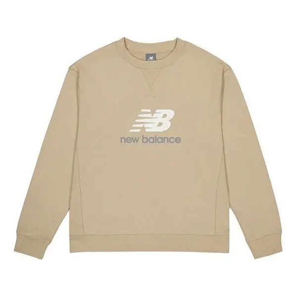 NEW BALANCE Nb Essentials Stacked Logo Crewneck Sweatshirt Asia Sizing - Tan