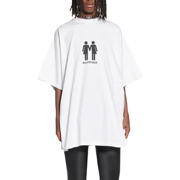 Balenciaga Pride 22 Oversized Cotton T-shirt 'white Black