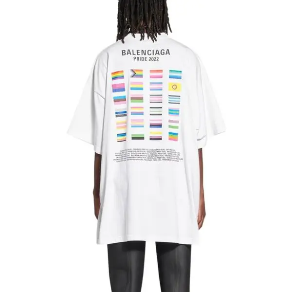 Balenciaga Pride 22 Oversized Cotton T-shirt 'white Black