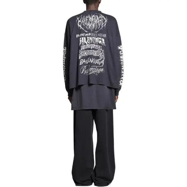 Balenciaga Diy Metal Long Sleeve Medium Fit T-shirt 'black White