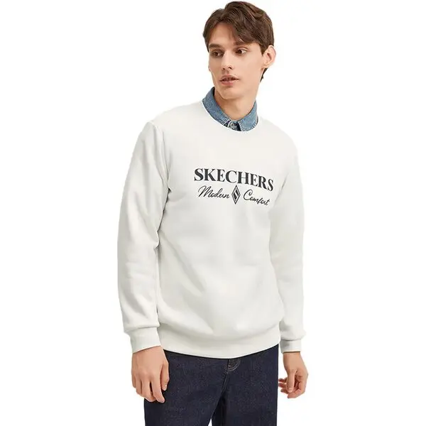 Sketchers Diamond Series Letter Printed Crew Sweater 'white Black