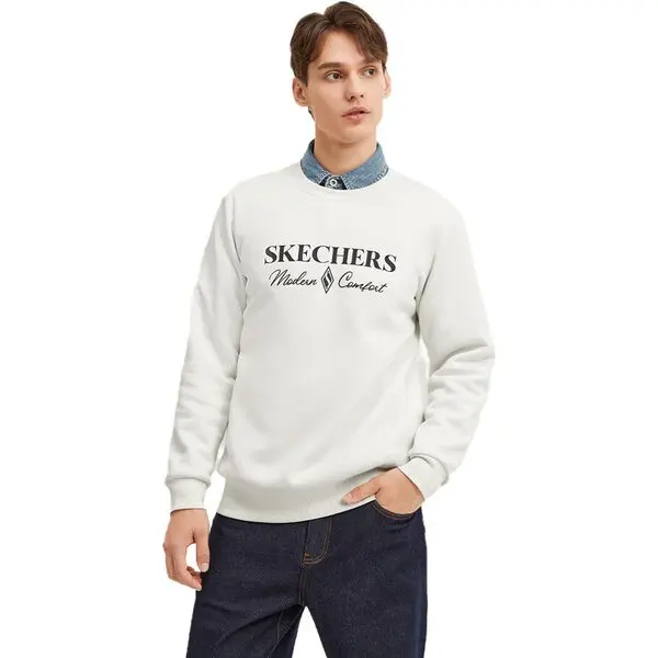 Sketchers Diamond Series Letter Printed Crew Sweater 'white Black