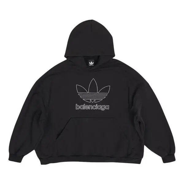 Balenciaga X Adidas Logo Oversized Hoodie White - Black