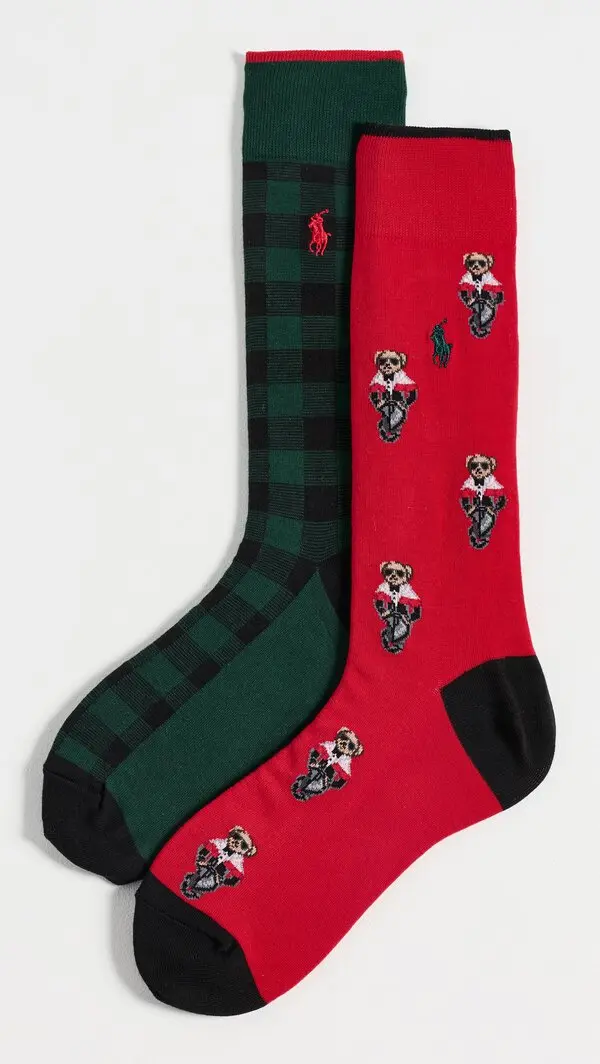 Polo Ralph Lauren Royal Holiday Bear Socks 2 Pack