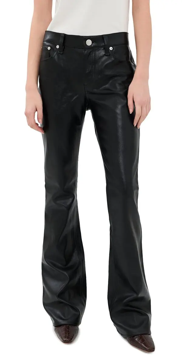 Rag & Bone Kinsley Faux Leather Low-rise Full Length Bootcut Pants - Black