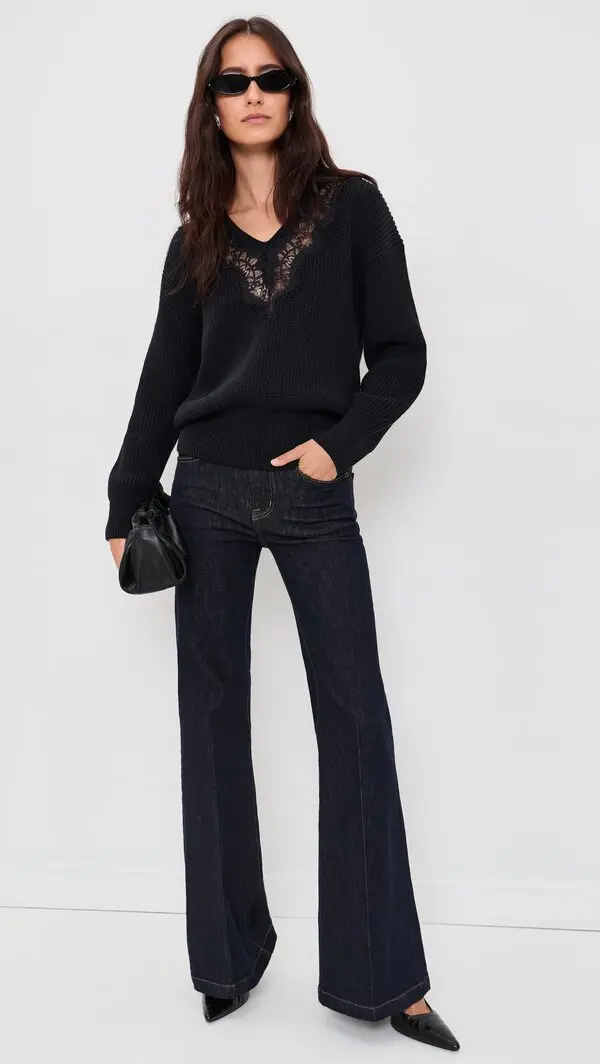 PISTOLA Chiara V Neck Lace Sweater