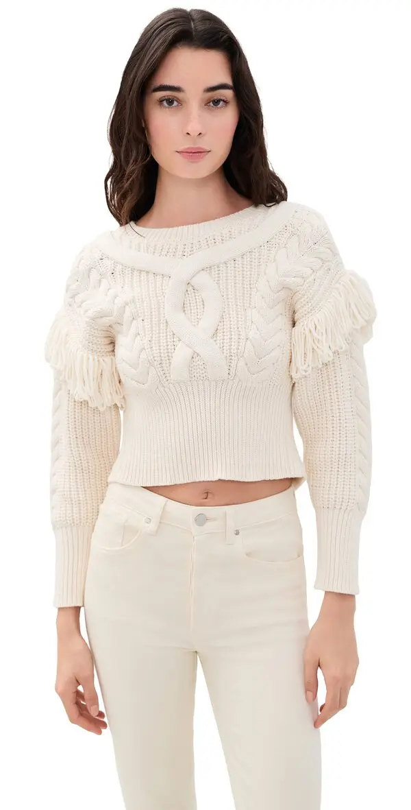 L'AGENCE Ottavia Lace Back Cable Pullover