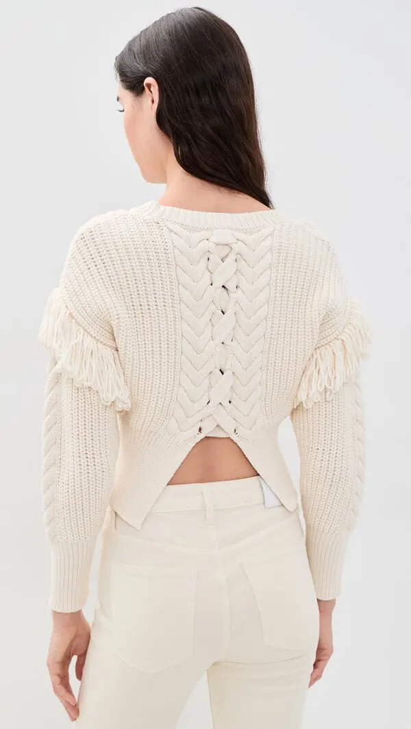 L'AGENCE Ottavia Lace Back Cable Pullover