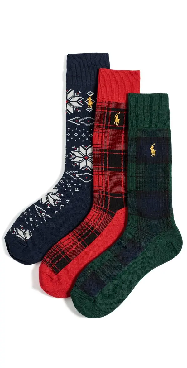 Polo Ralph Lauren Snowflake And Plaid Socks 3 Pack