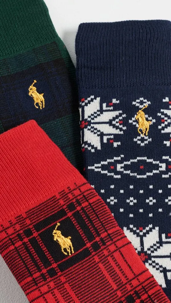 Polo Ralph Lauren Snowflake And Plaid Socks 3 Pack