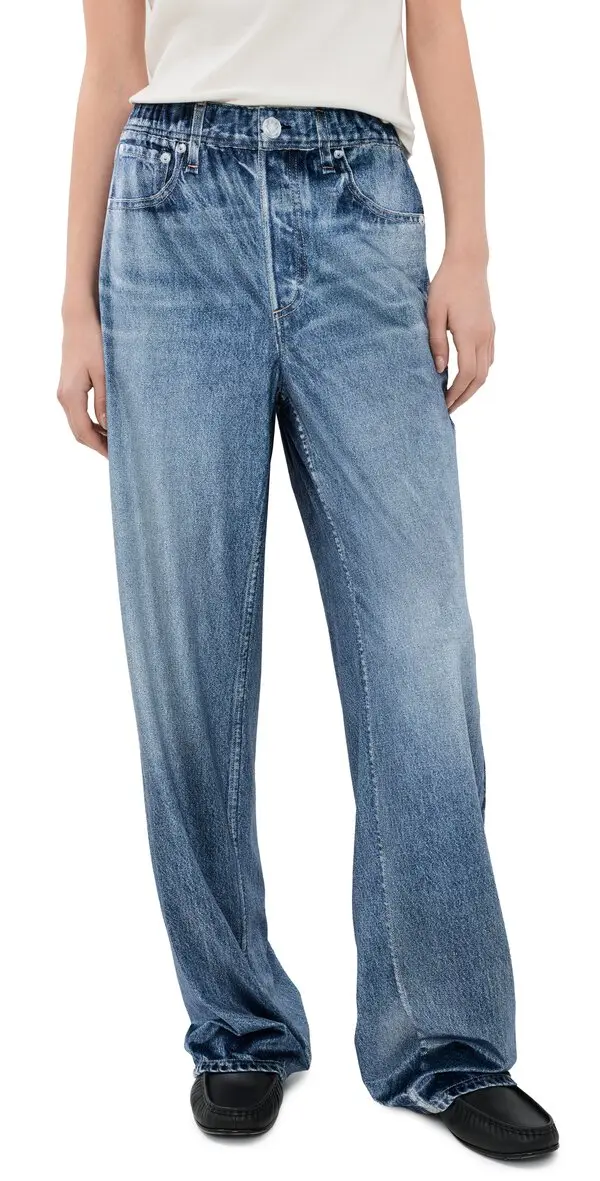 Rag & Bone Miramar Velvet Wide Leg Pull On Sweatpants