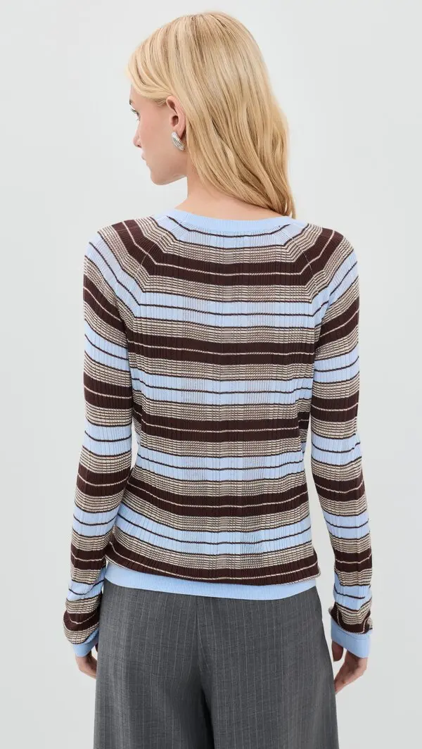 Rag & Bone Teresa Silk Blend Stripe Crew Pullover