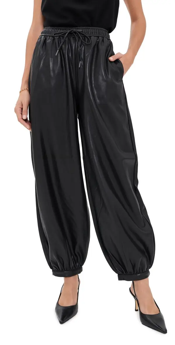 PISTOLA Freya Faux Leather Pull On Harem Pants - Black
