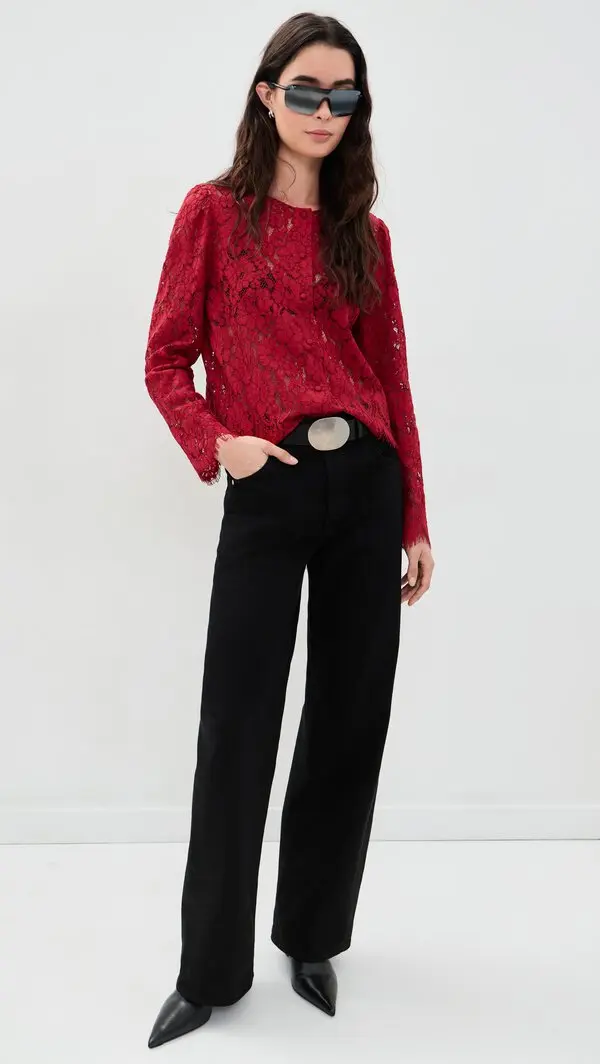 FRAME The Lace Button Down Blouse
