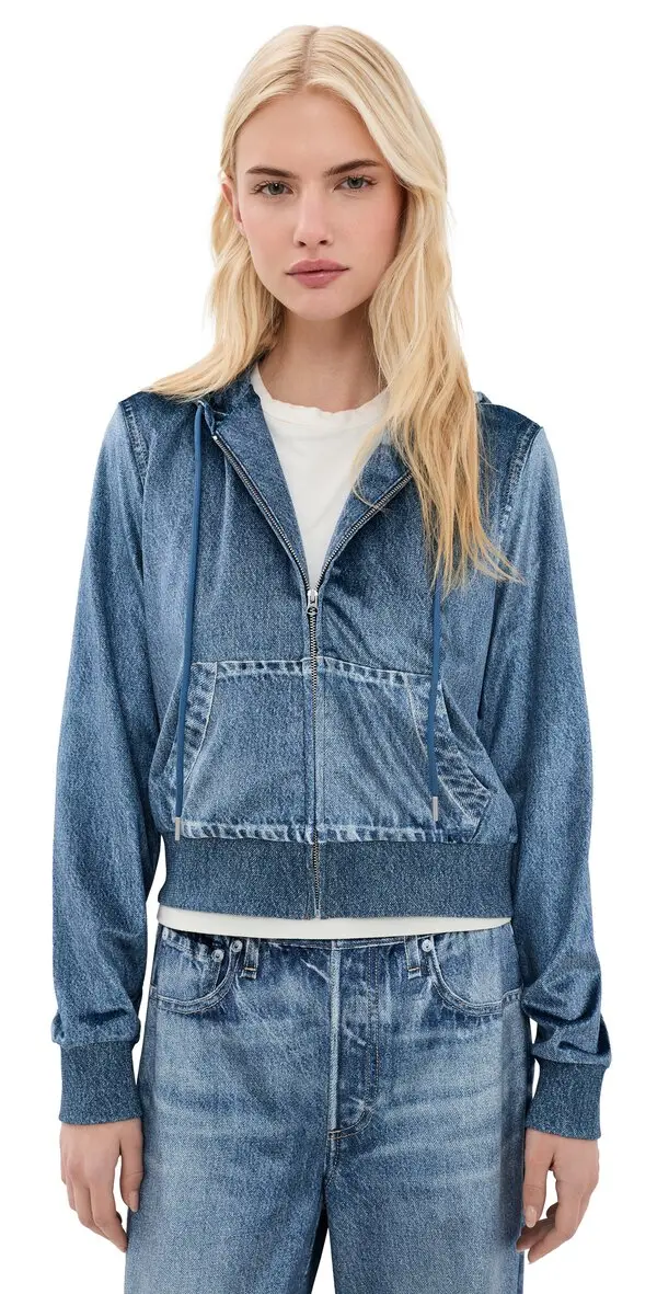 Rag & Bone Miramar Velvet Zip Up Hoodie