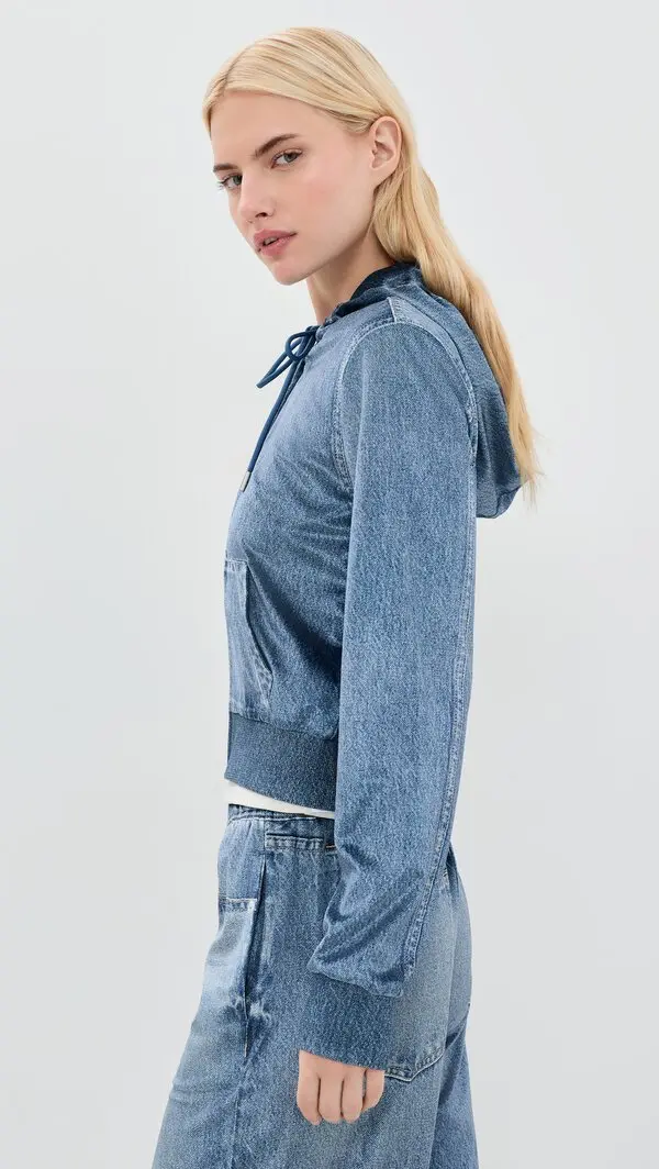 Rag & Bone Miramar Velvet Zip Up Hoodie