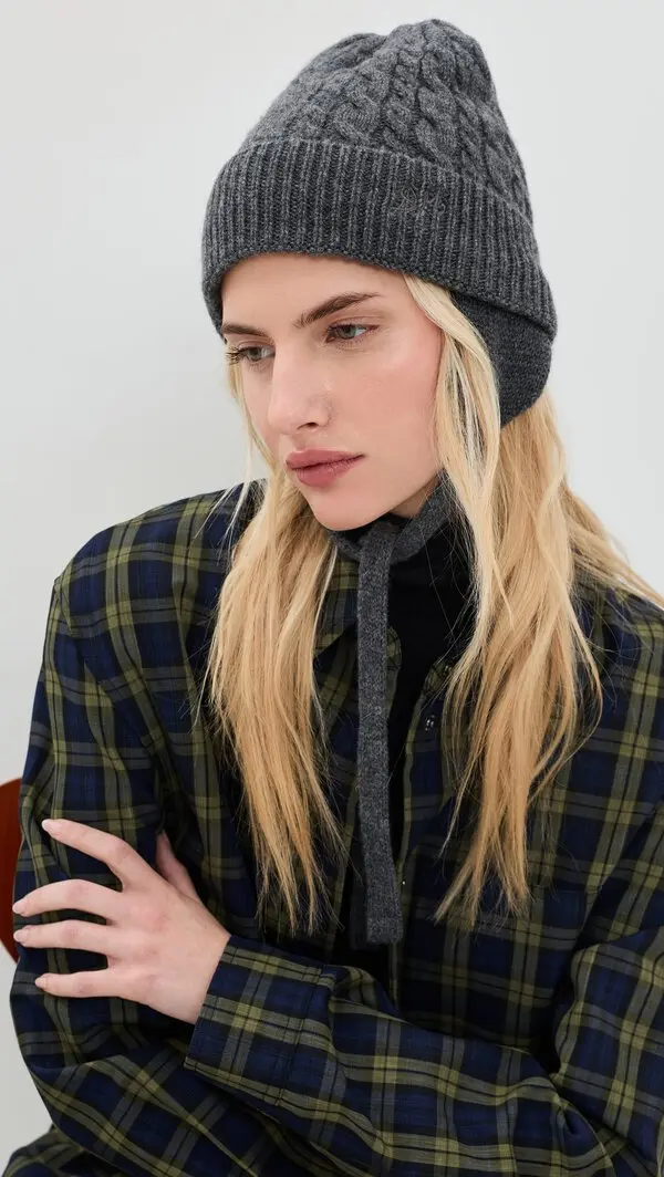 DAMSON MADDER Turn Up Tie Cashmere Mix Beanie
