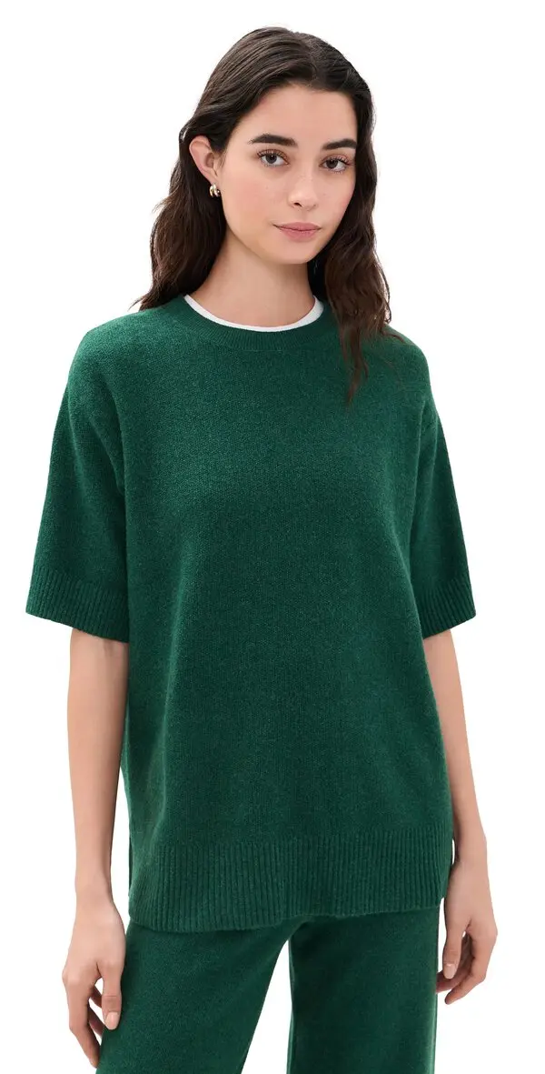 Marine Layer Short Sleeve Sweater Lounge Tee - Pine