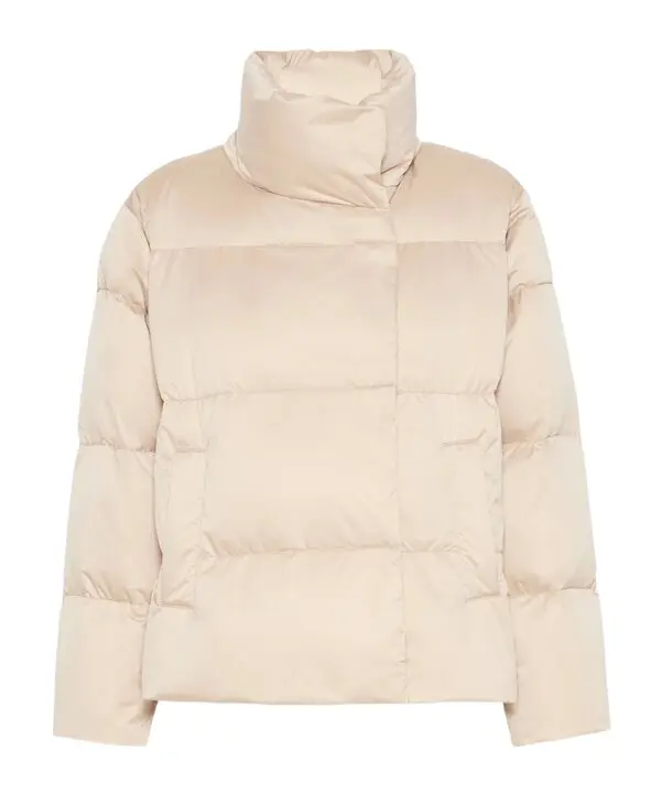 Max Mara Short Down Jacket In Technical Satin - Sand