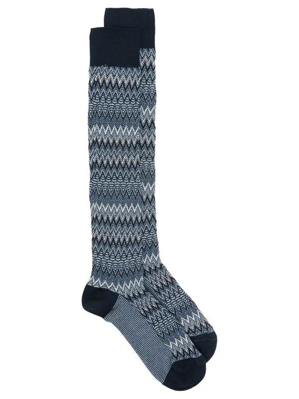 Missoni High Socks In Zig-zag Cotton