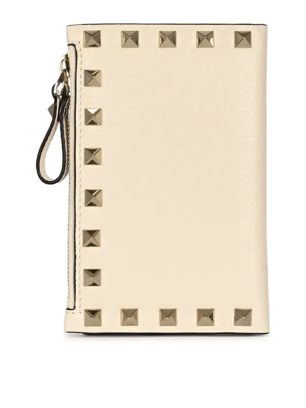 Valentino Garavani Coin Purse/card Case | Rockstud | Vitello Stampa Alce/platinum Studs