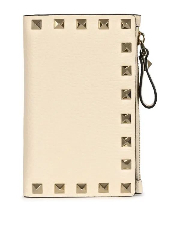Valentino Garavani Coin Purse/card Case | Rockstud | Vitello Stampa Alce/platinum Studs