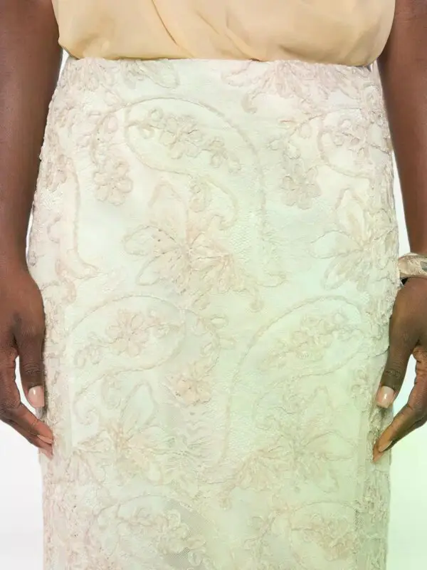 Imperial Floral-lace Pencil Maxi Skirt
