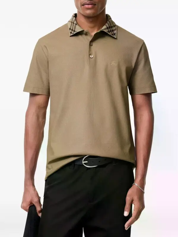 Burberry Check Collar Cotton Polo Shirt