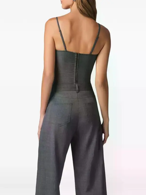 Kiki De Montparnasse Prince Of Wales Lace-trim Bustier Top - Grey