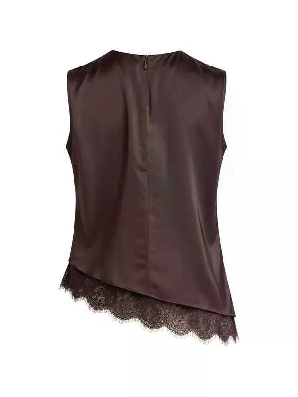 Vince Lace-trim Asymmetric Top - Brown