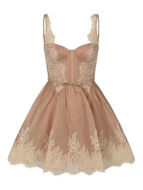 Zimmermann Valiant Lace Trim Mini Dress - Pink
