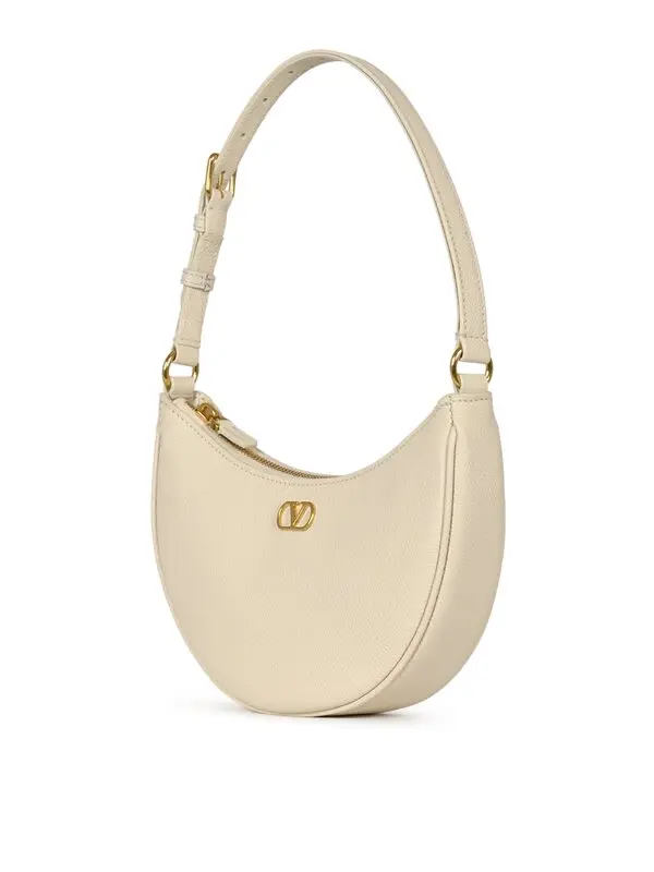 Valentino Garavani Mini Hobo | Vlogo Signature | Vit. Soft Grain/a.brass Logo