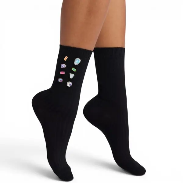 HIGH HEEL JUNGLE BY KATHRYN EISMAN Be Jeweled Socks - Black