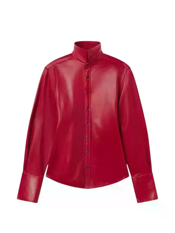 Co High-neck Leather Shirt - Red