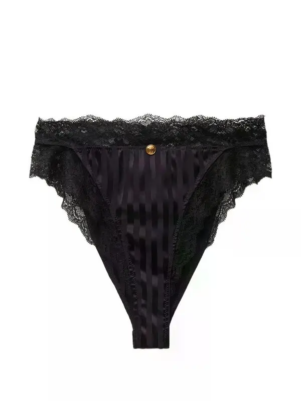 Versace Lace-trim Jacquard Silk Slip Briefs - Black