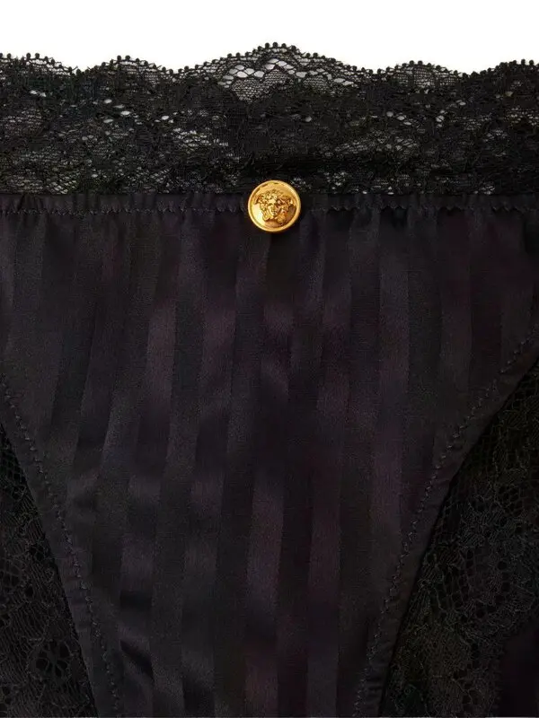 Versace Lace-trim Jacquard Silk Slip Briefs