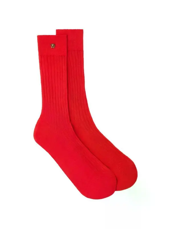 Versace Medusa Plaque Ribbed Socks - Red