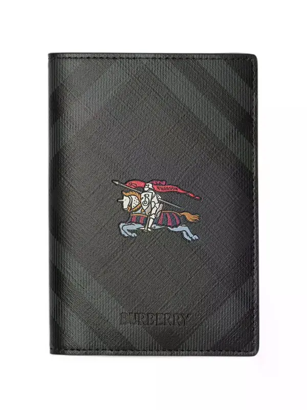 Burberry Knight City Check Passport Holder - Black