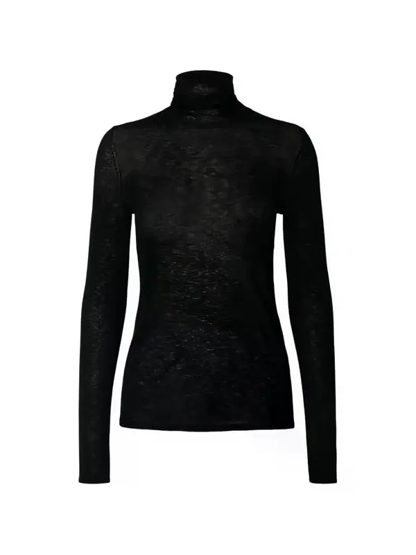 SELECTED Roll-neck Long-sleeve T-shirt - Black