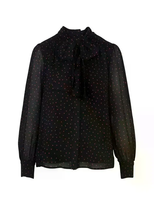 Maison123 Spirit Polka-dot Pussy-bow Blouse - Blue